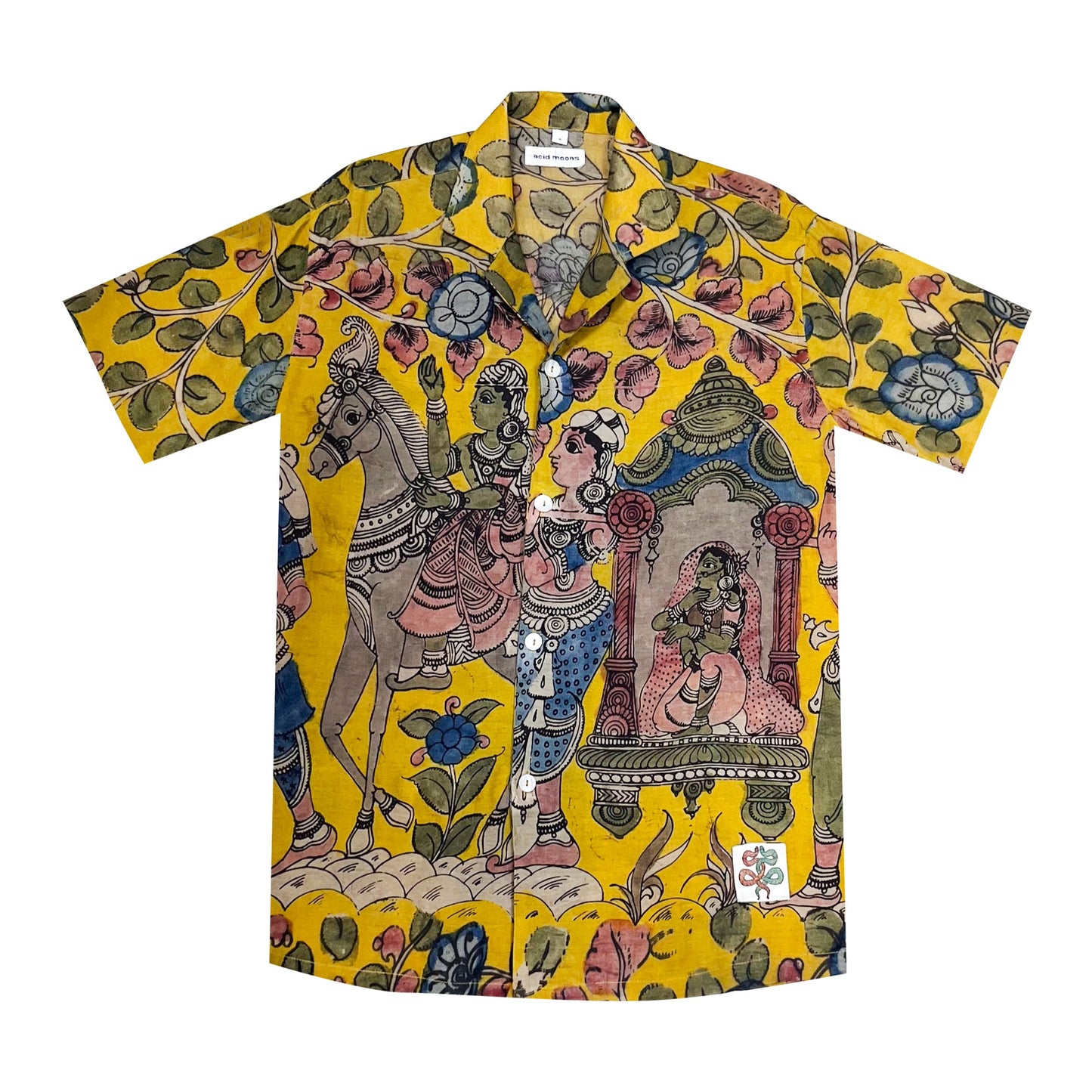 Temple Bells–Hand-Painted Kalamkari Shirt III – Acid Moons Market
